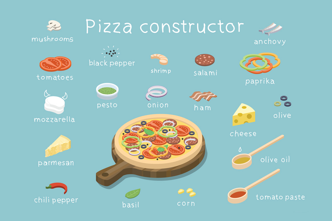 Vector pizza Ingredients, an Object Graphic by lemonoff