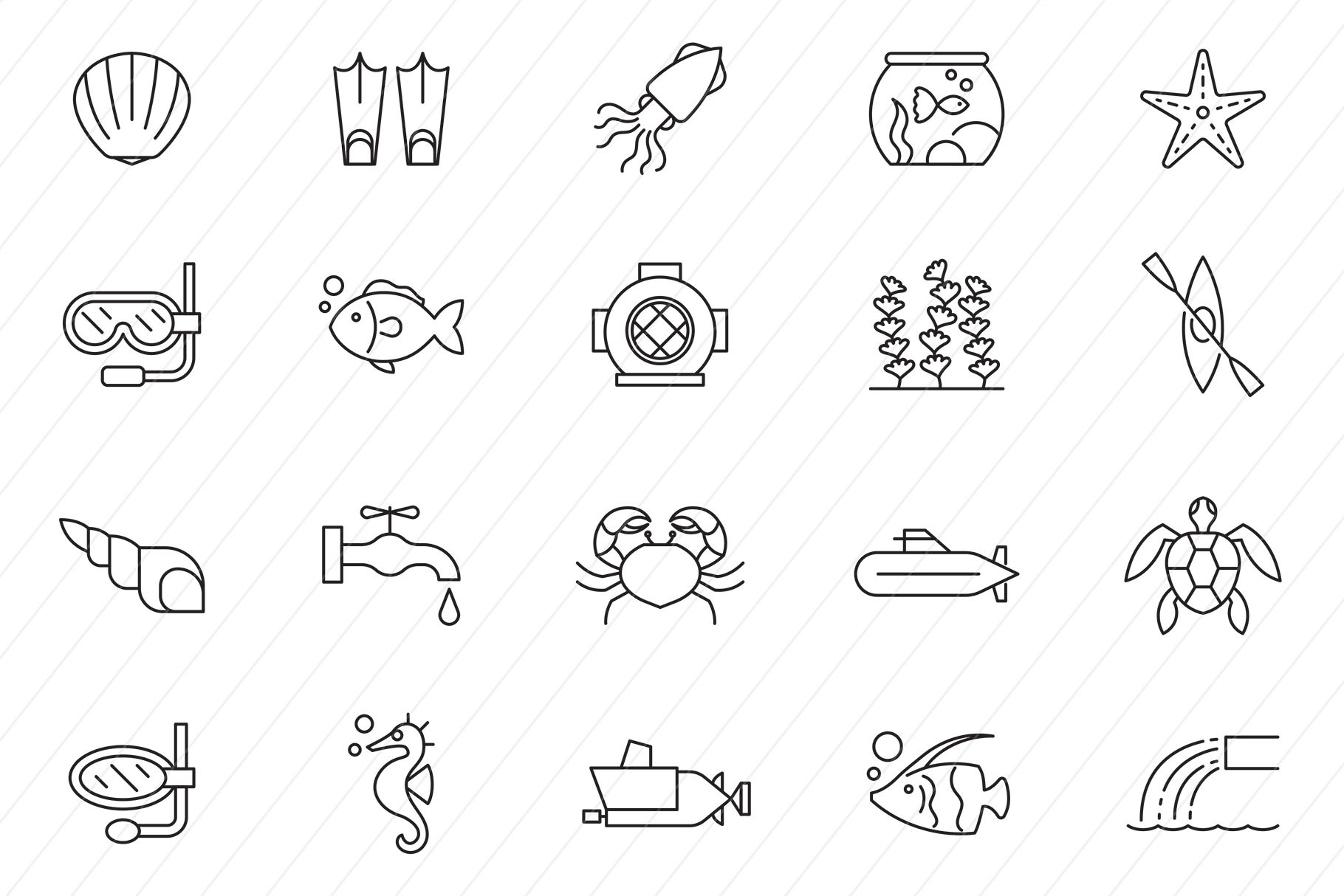 20 Aquatic Icons, an Icon by Graphic Pear