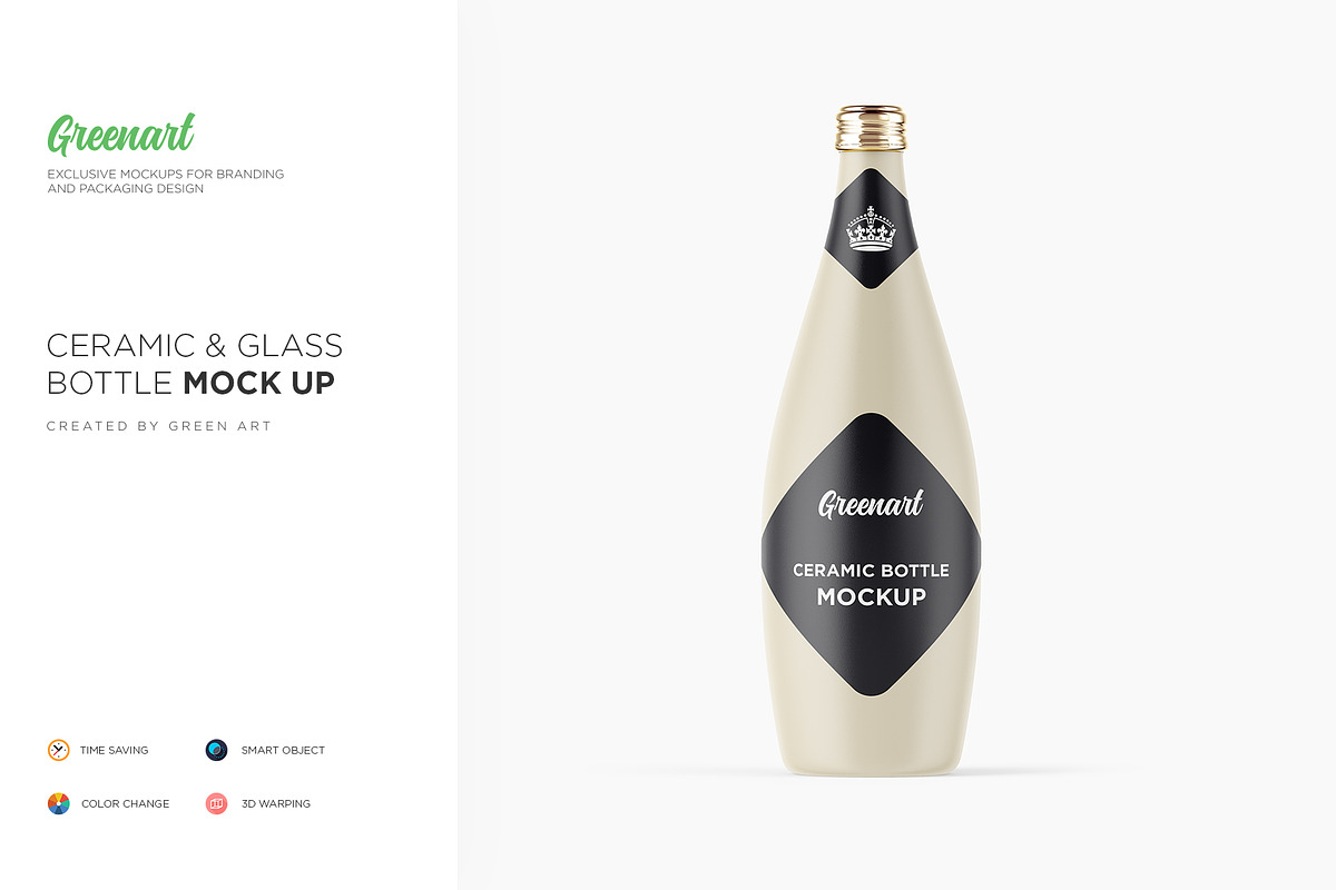Glass & Ceramic Bottle- 6 PSD Mockup, a Product Mockup by Green Art