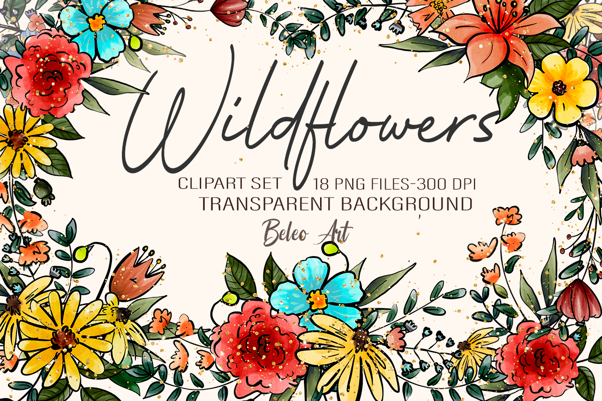 Wildflowers PNG Clipart Set By Beleo Art| Digital Download