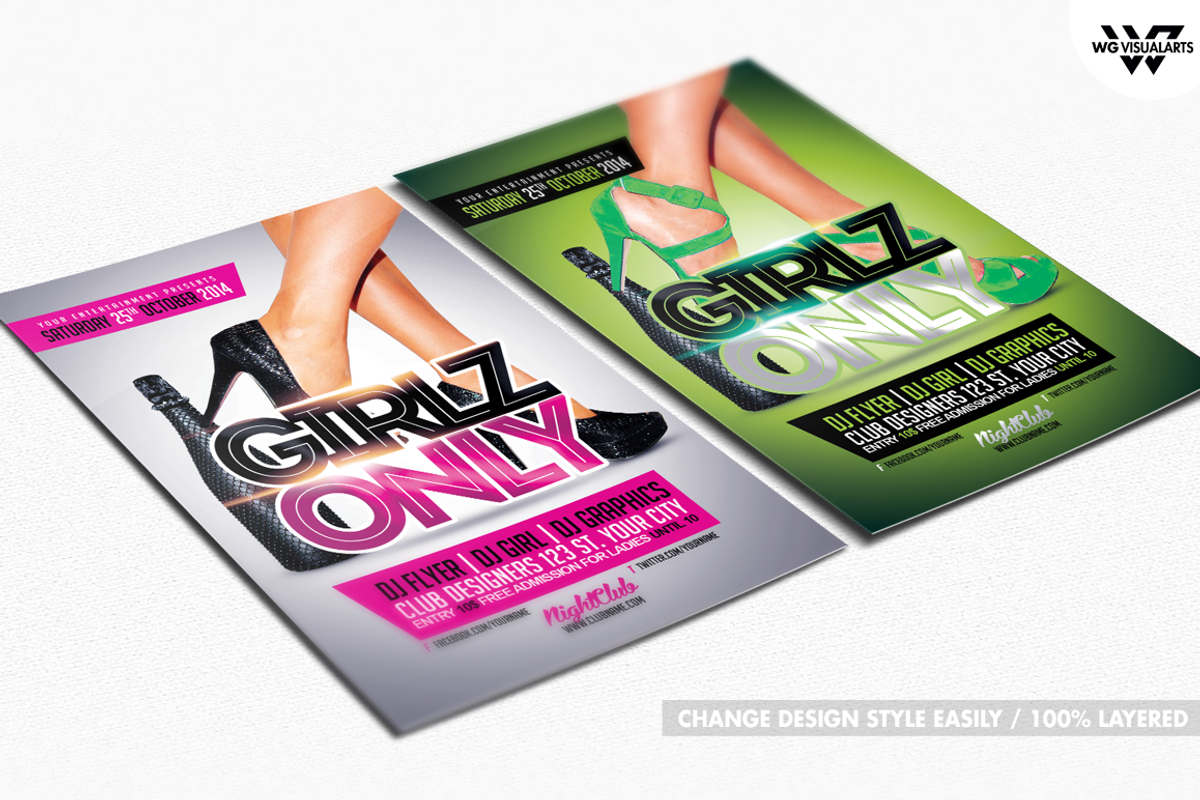 GIRLS ONLY Flyer Template, a Flyer Template by WG DESIGN