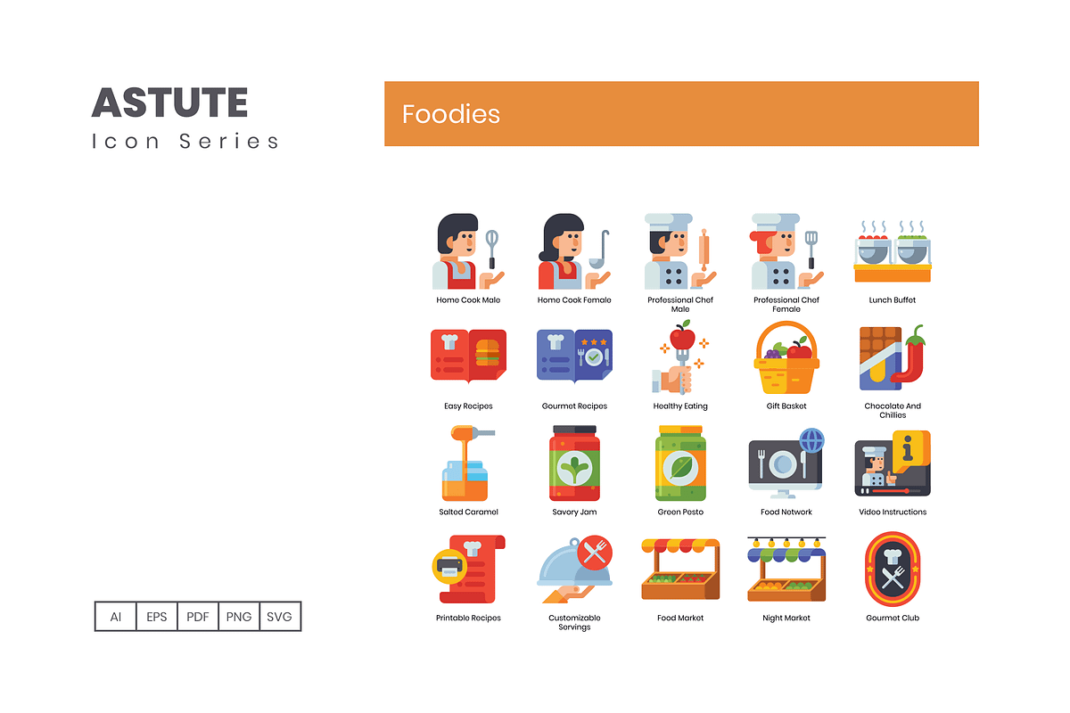 85 Foodies Icons | Astute Series, an Icon by Flat Icons