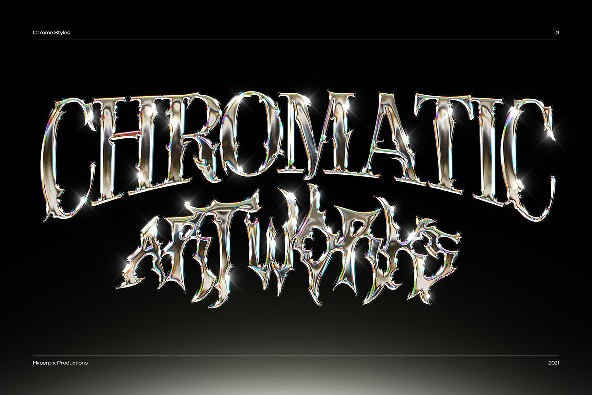Chrome Text Styles Bundle - 50% OFF, a Layer Style Add-On by Hyperpix Productions