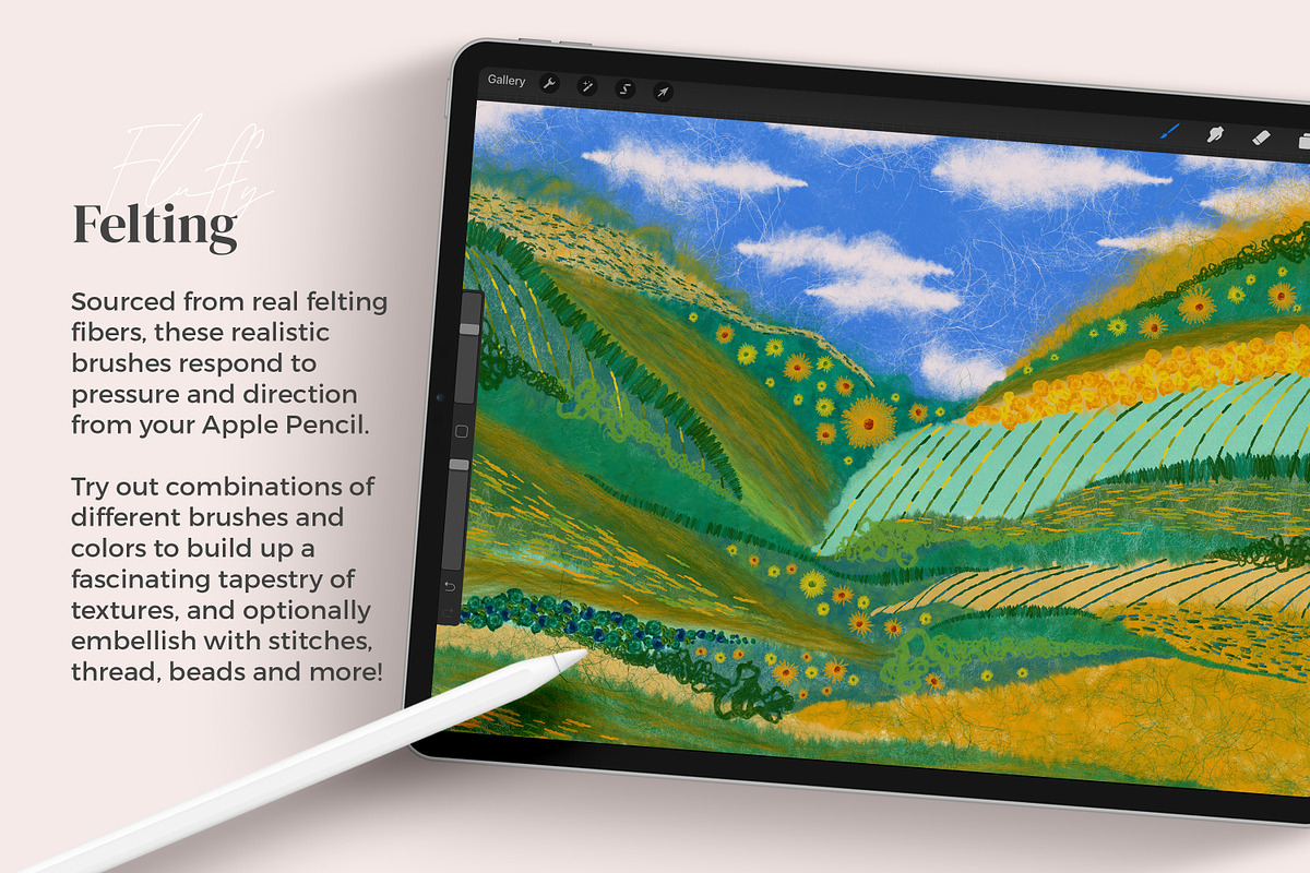 Fiber Art Brushes for Procreate, a Brush Add-On by AJ Brushes
