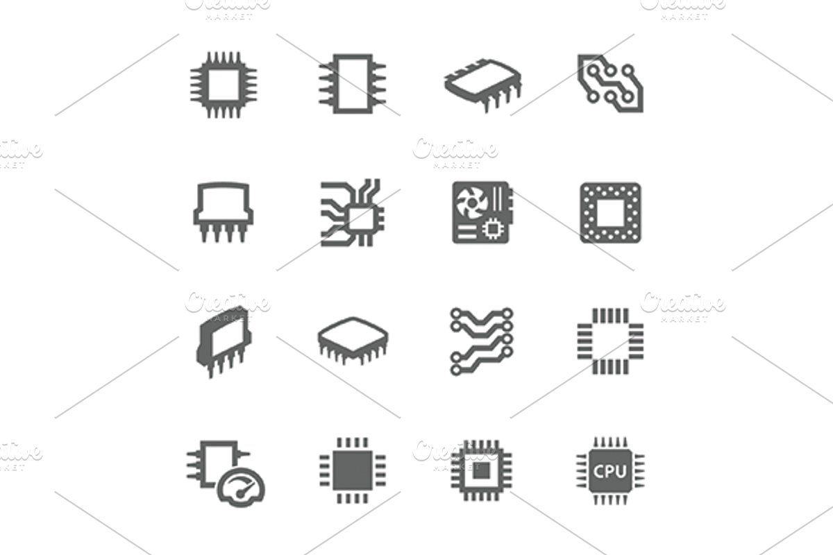Chips and Microscheme Icons, an Outline Icon by Davooda