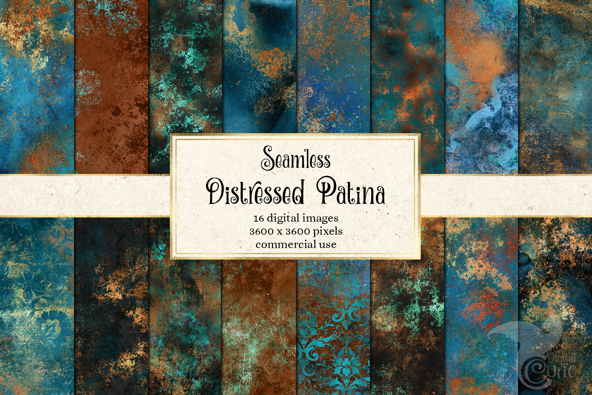 Distressed Patina Digital Paper, a Texture Graphic by Digital Curio