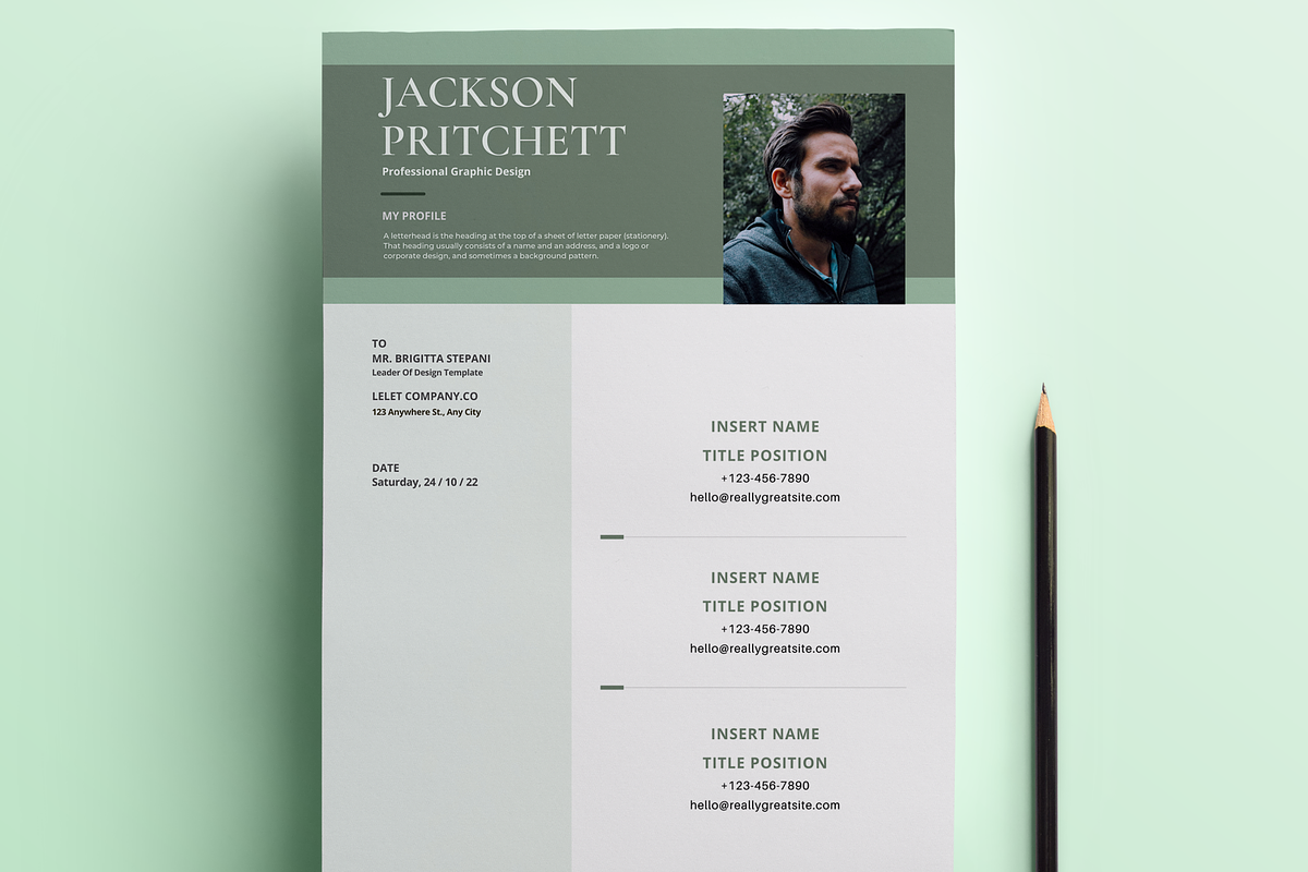 Green CV Resume Canva template