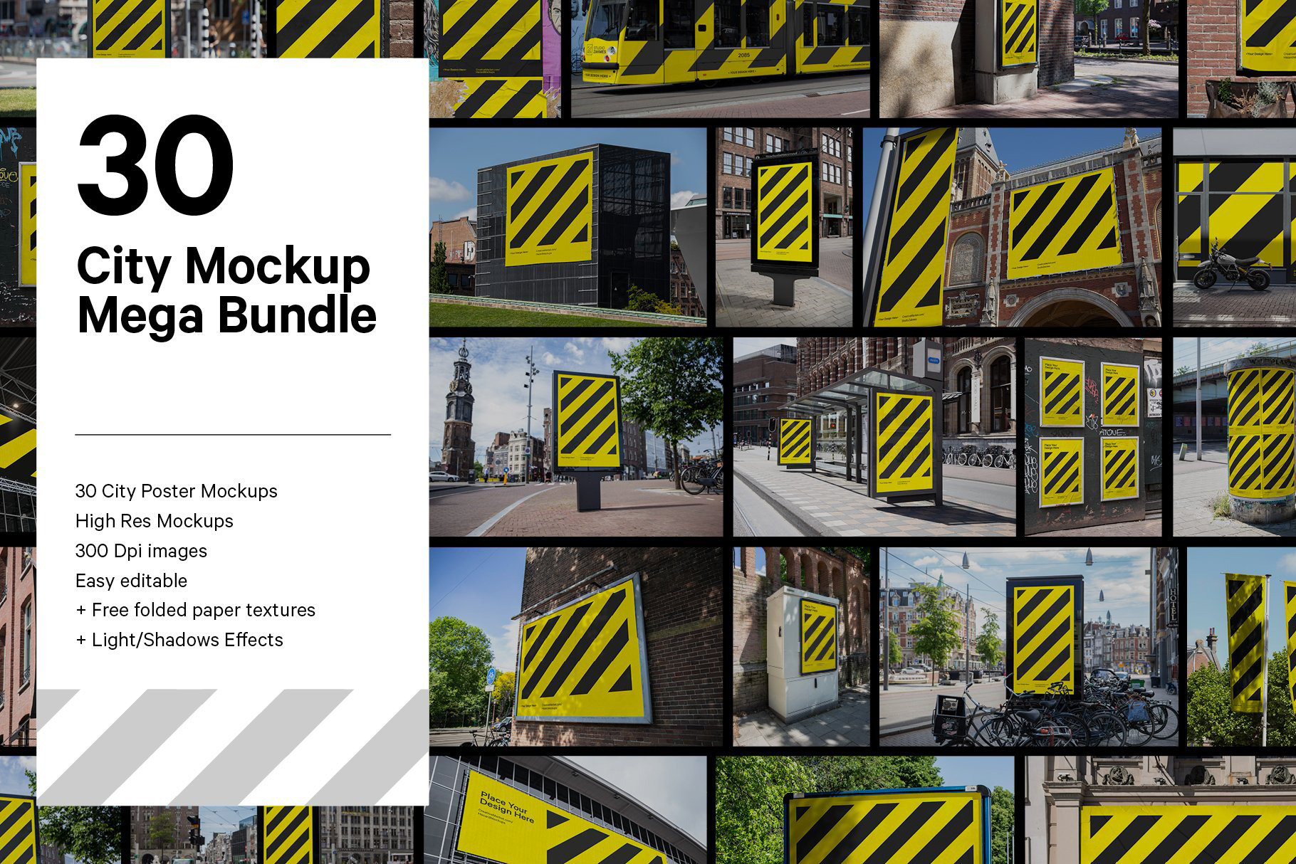 MEGA BUNDLE - CITY POSTER MOCKUPS, a Product Mockup by HAZARD MOCKUPS