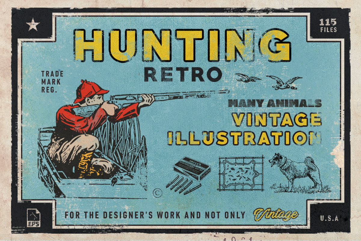 Retro hunting and animals, an Animal Illustration by Retro Machine