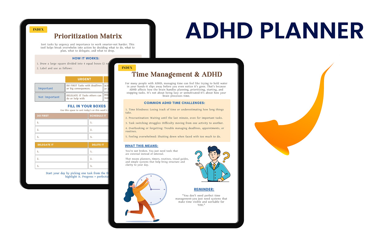 2026 Digital ADHD Time Management Wo, a Stationery Template by Designmela01