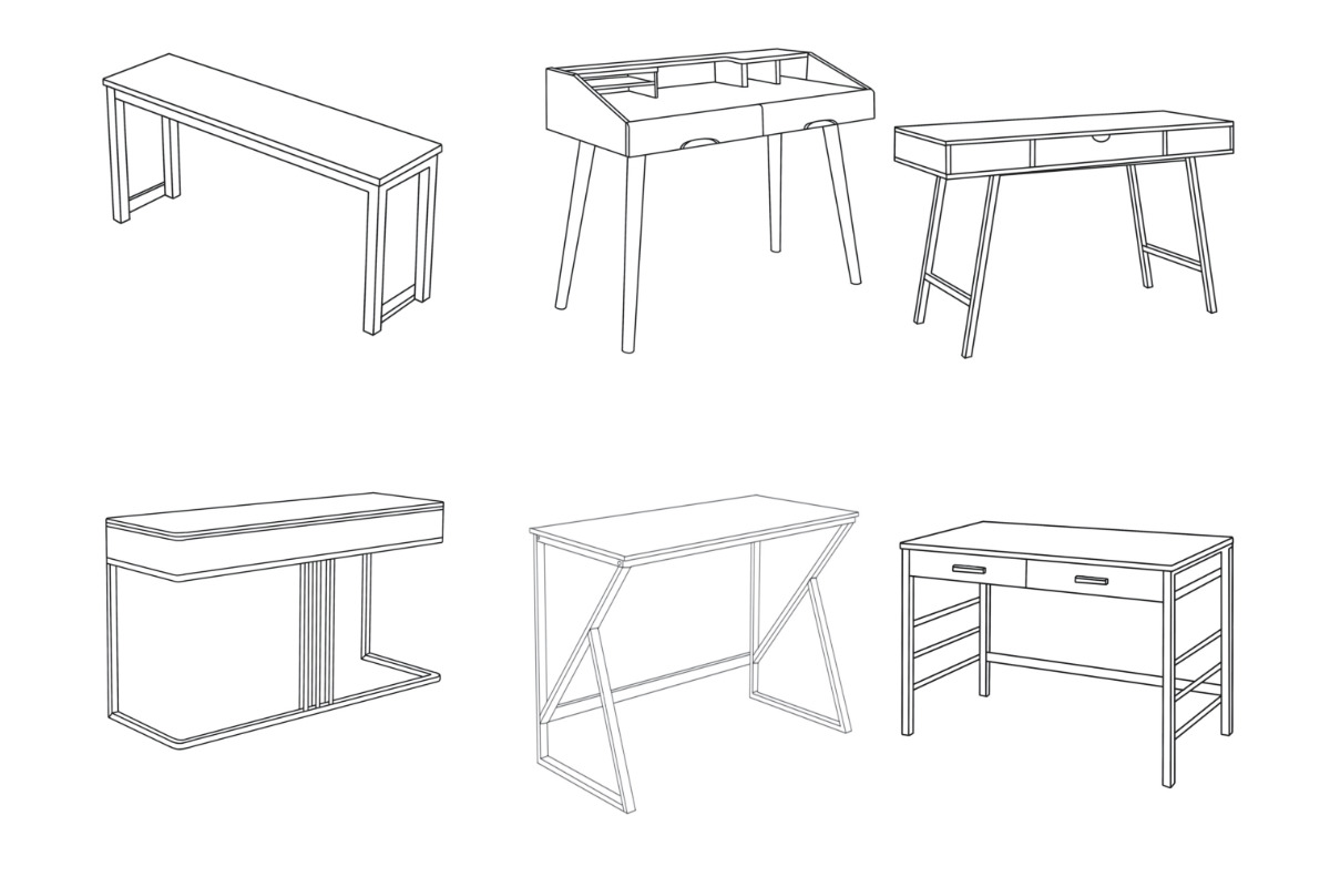 Desk Table Furniture Set 1 Procreate, a Brush Add-On by Disasterology Ink