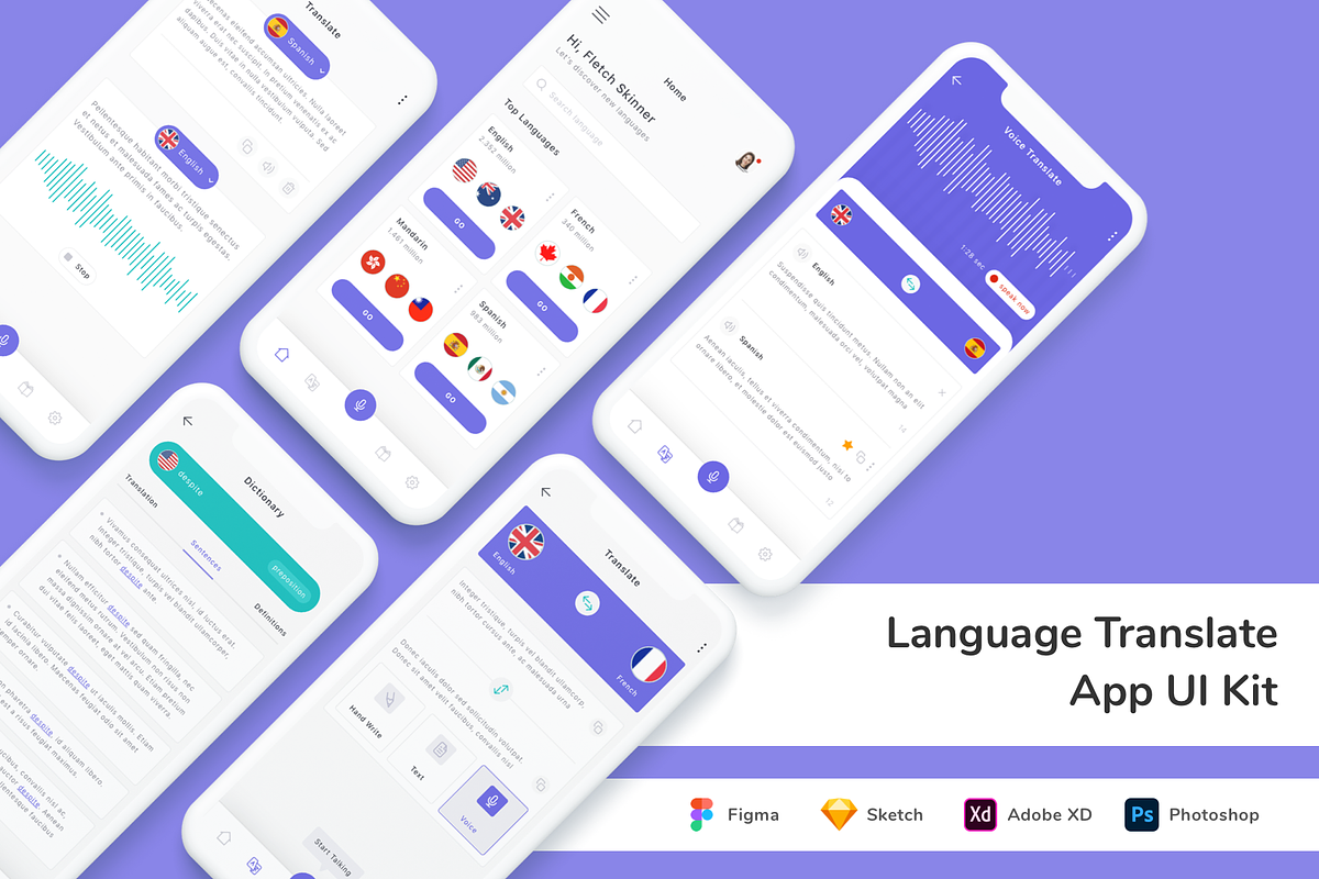 Language Translate App UI Kit, an UI Kit Template by Betush