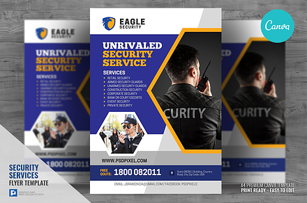 Private Security Company Flyer, a Flyer Template by PSDPixel