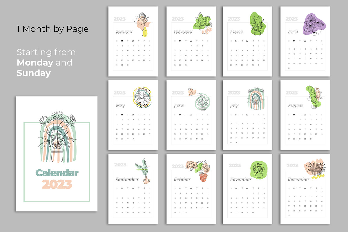 Floral Boho Calendar Template 2023, a Stationery Template by Rose Design