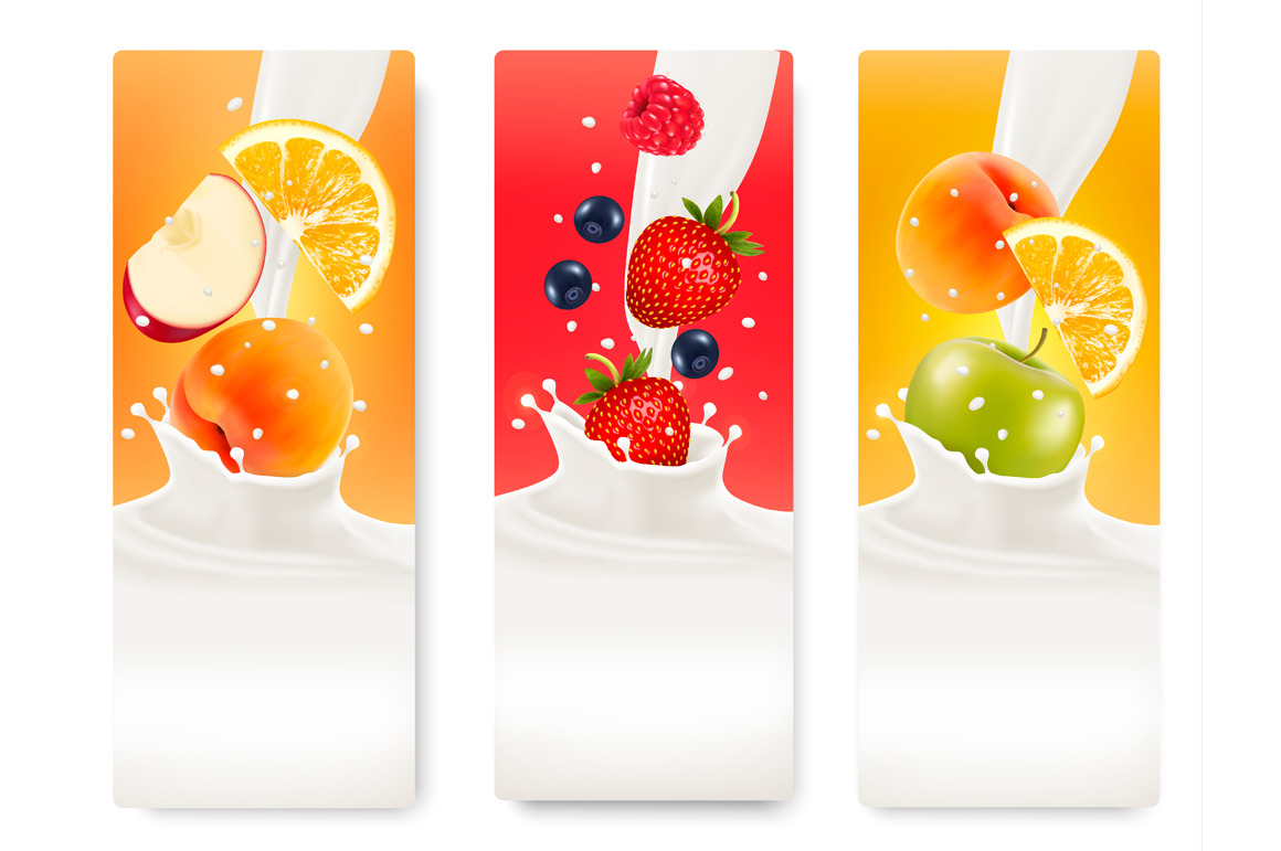 Three Labels With Different Fruit, a Food Illustration by ecco
