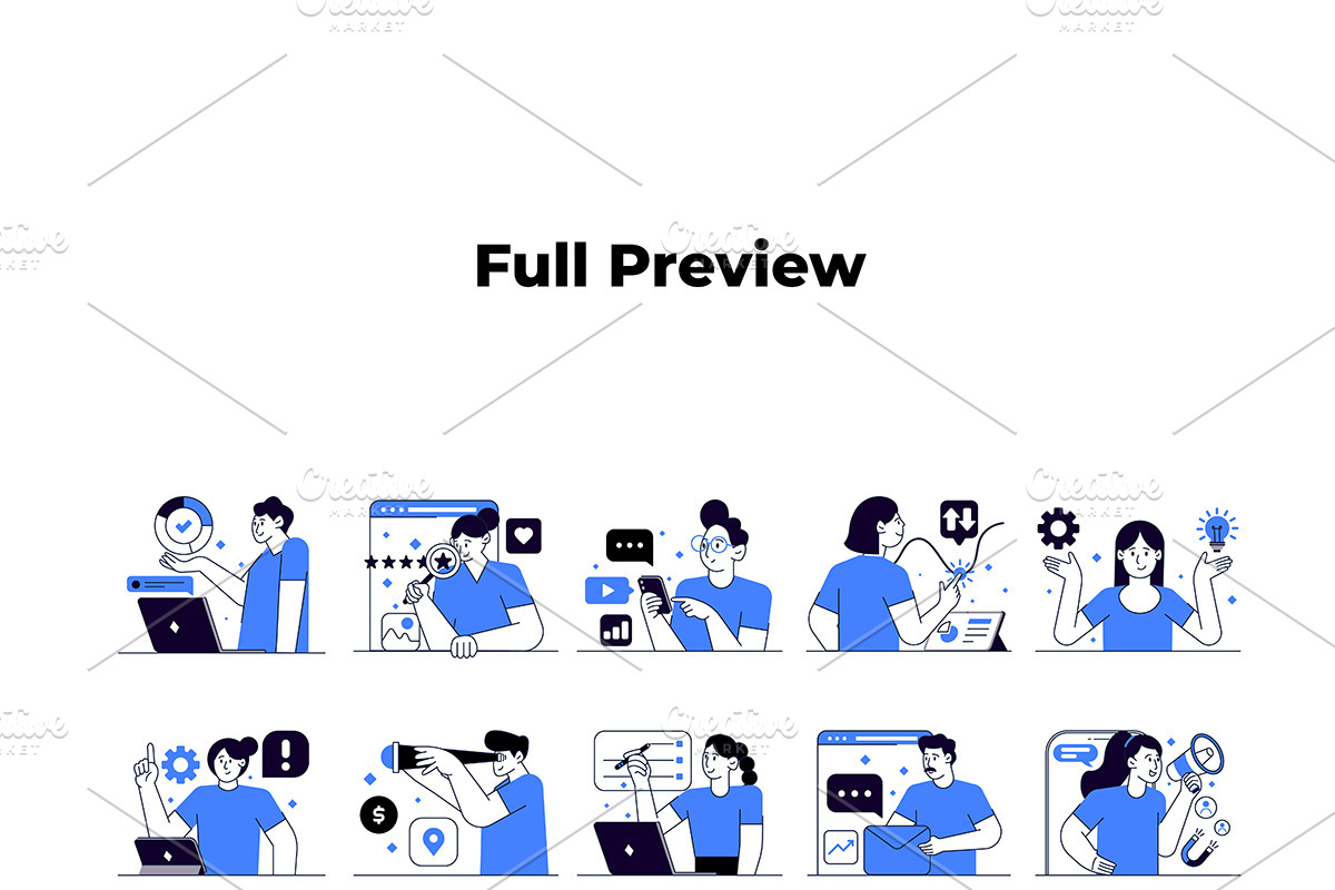 50 Digital Business Illustrations, an Illustration by Creative Graphics