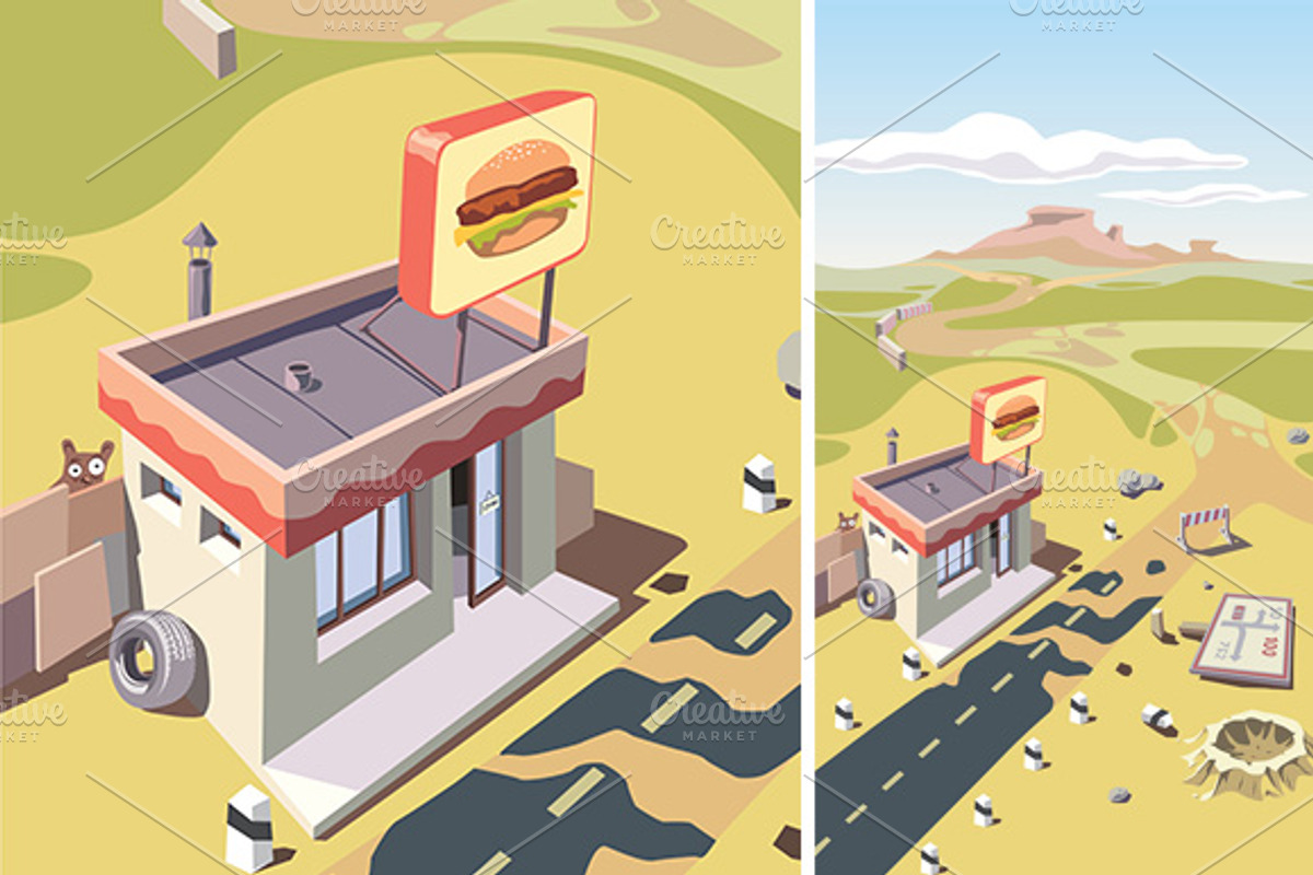 Snack Bar in a Desert, a Food Illustration by LEKS illustrations