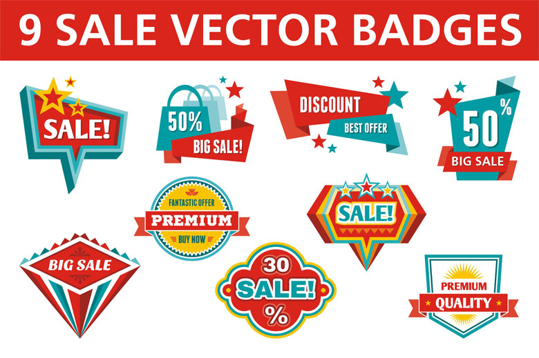 9 Sale Vector Badges, an Object Graphic by serkorkin