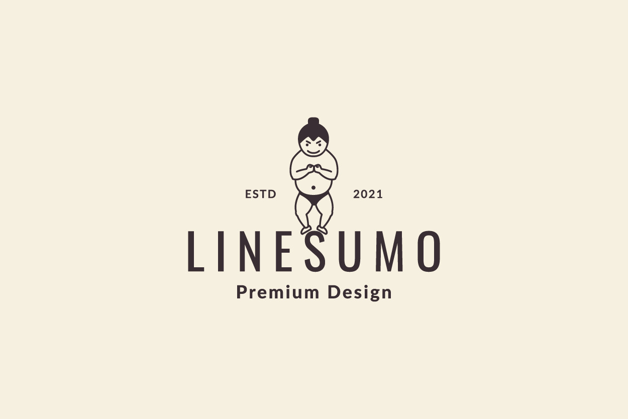sumo kid line logo symbol icon | Creative Market