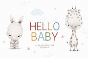 HELLO BABY cute graphic set, an Animal Illustration by erasovas