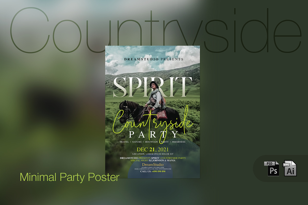 Countryside Spiritual Party Poster, a Flyer Template by GoldenPixelStudio