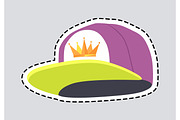 Male Colourful Rap Cap Isolated Illustration Patch | Object ...