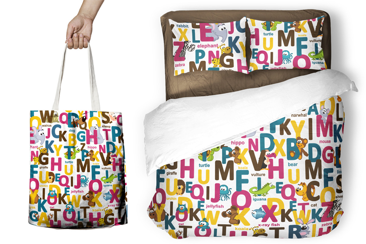 Set english alphabet with animals, a Background Graphic by NataKa