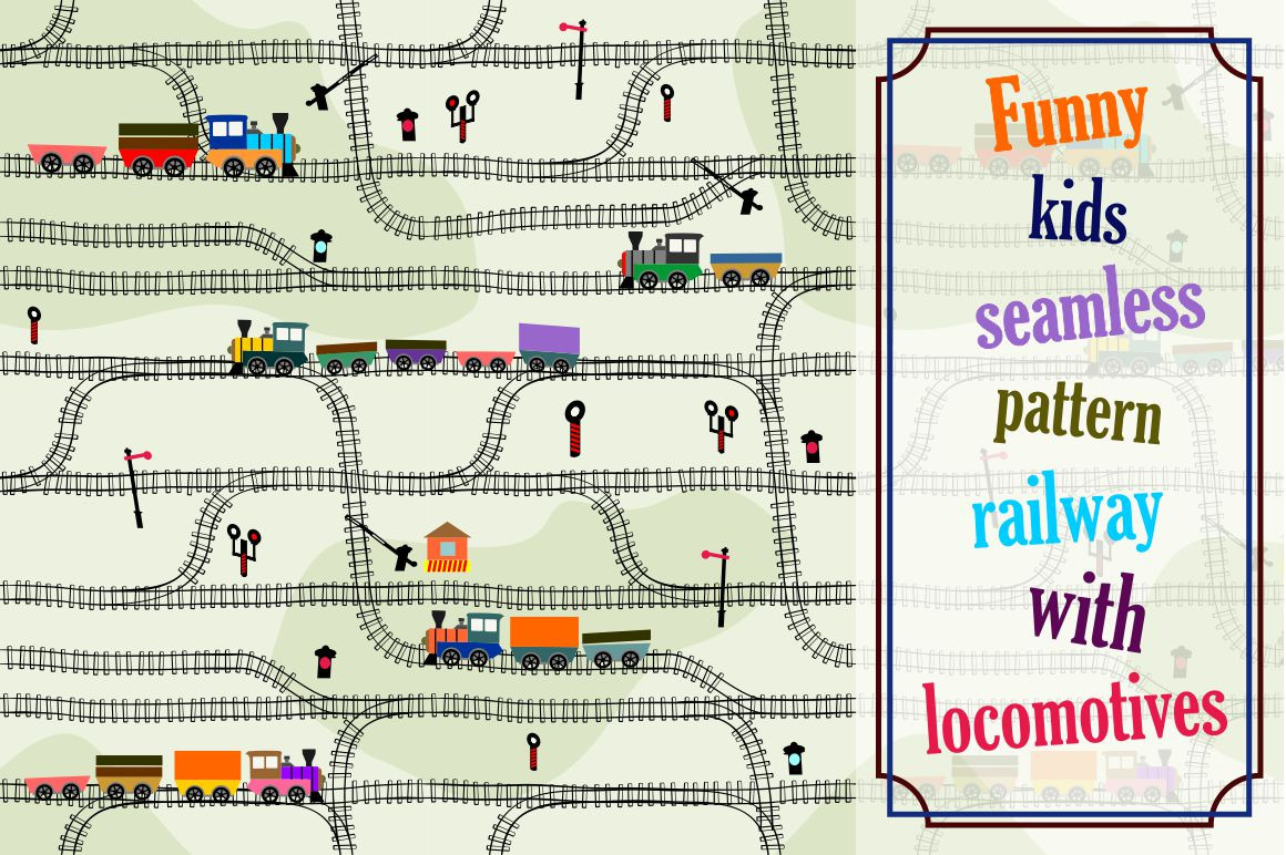 Seamless pattern kids railway, a Pattern Graphic by Pgmart