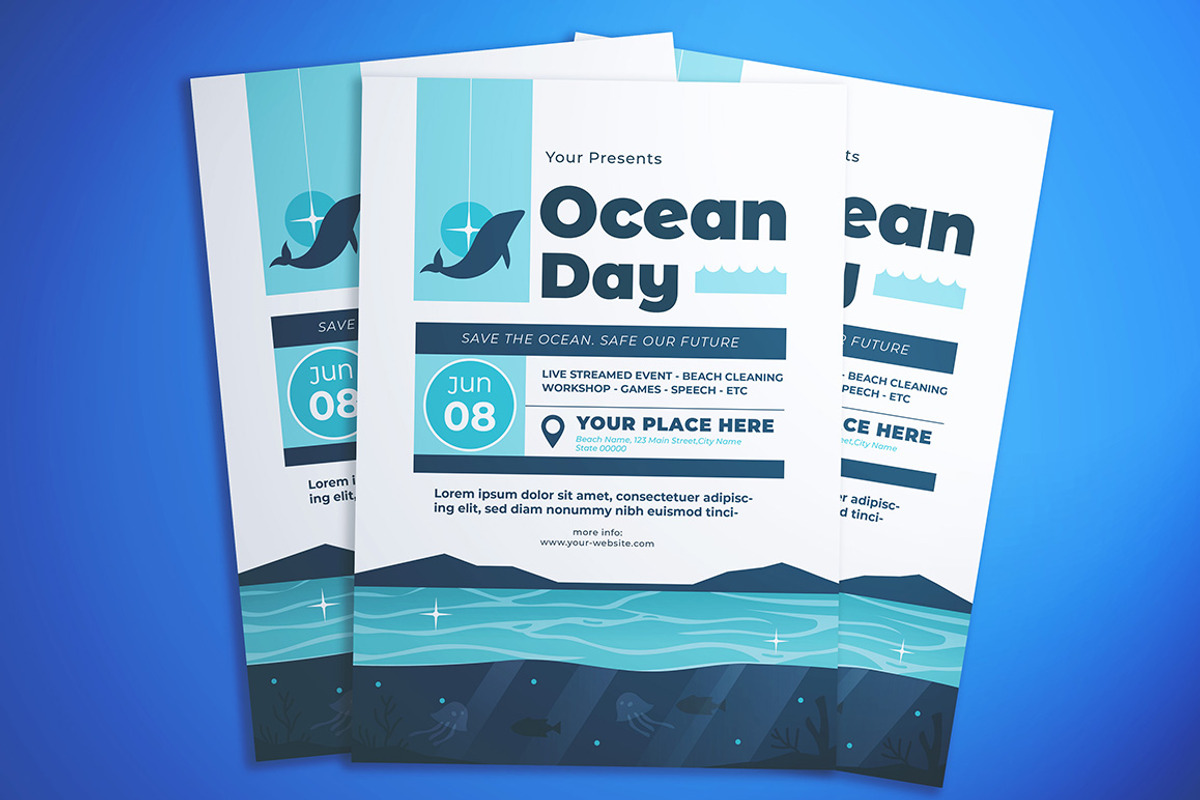 World Ocean Day Flyer, a Flyer Template by Gumico Studio. | Creative Market