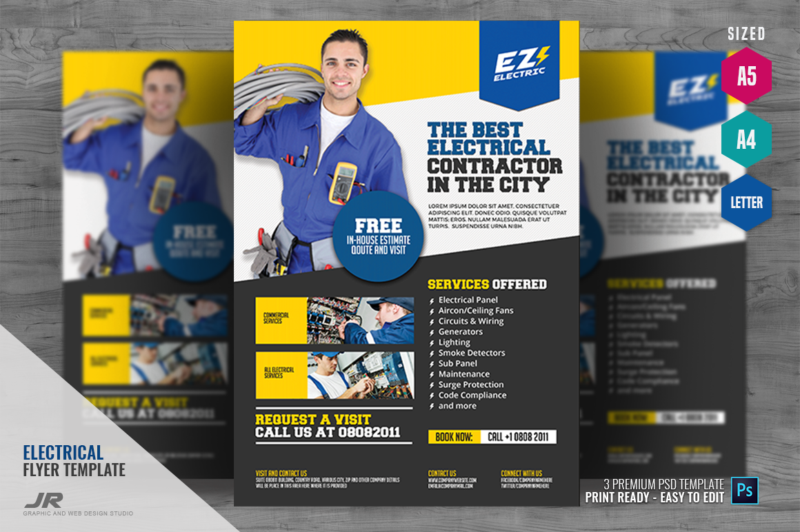 Electrical Services Flyer, a Flyer Template by PSDPixel