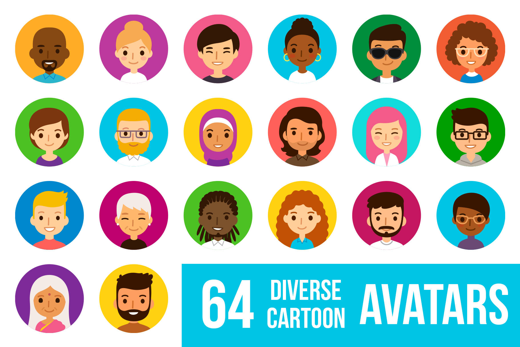 Diverse cartoon avatars, a Person Illustration by Irina Mir