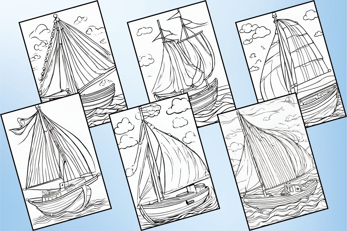 Printable Toy Boat Coloring Pages, an Illustration by Catchy Ideaz