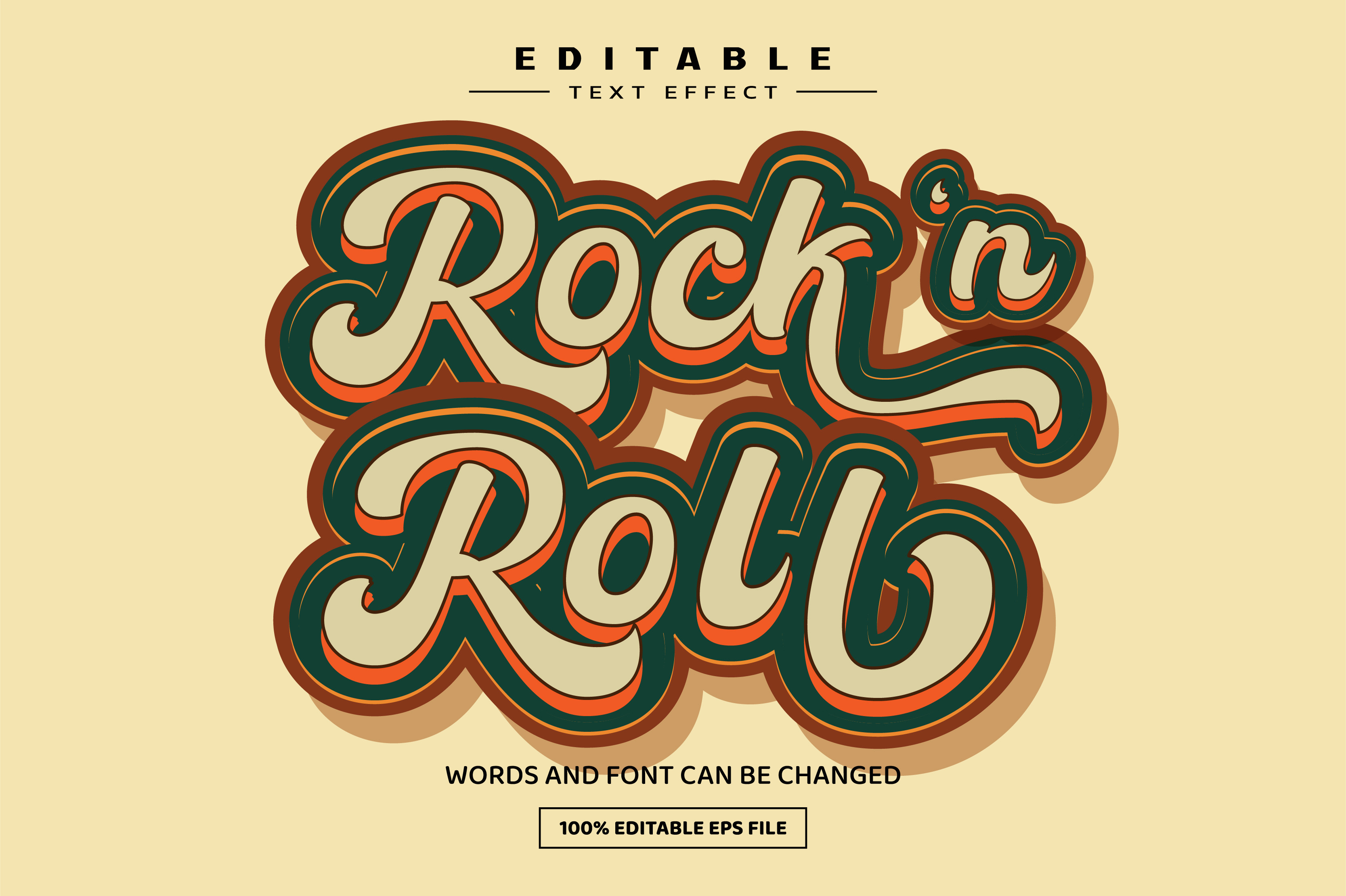 Rock n roll 3D editable text effect