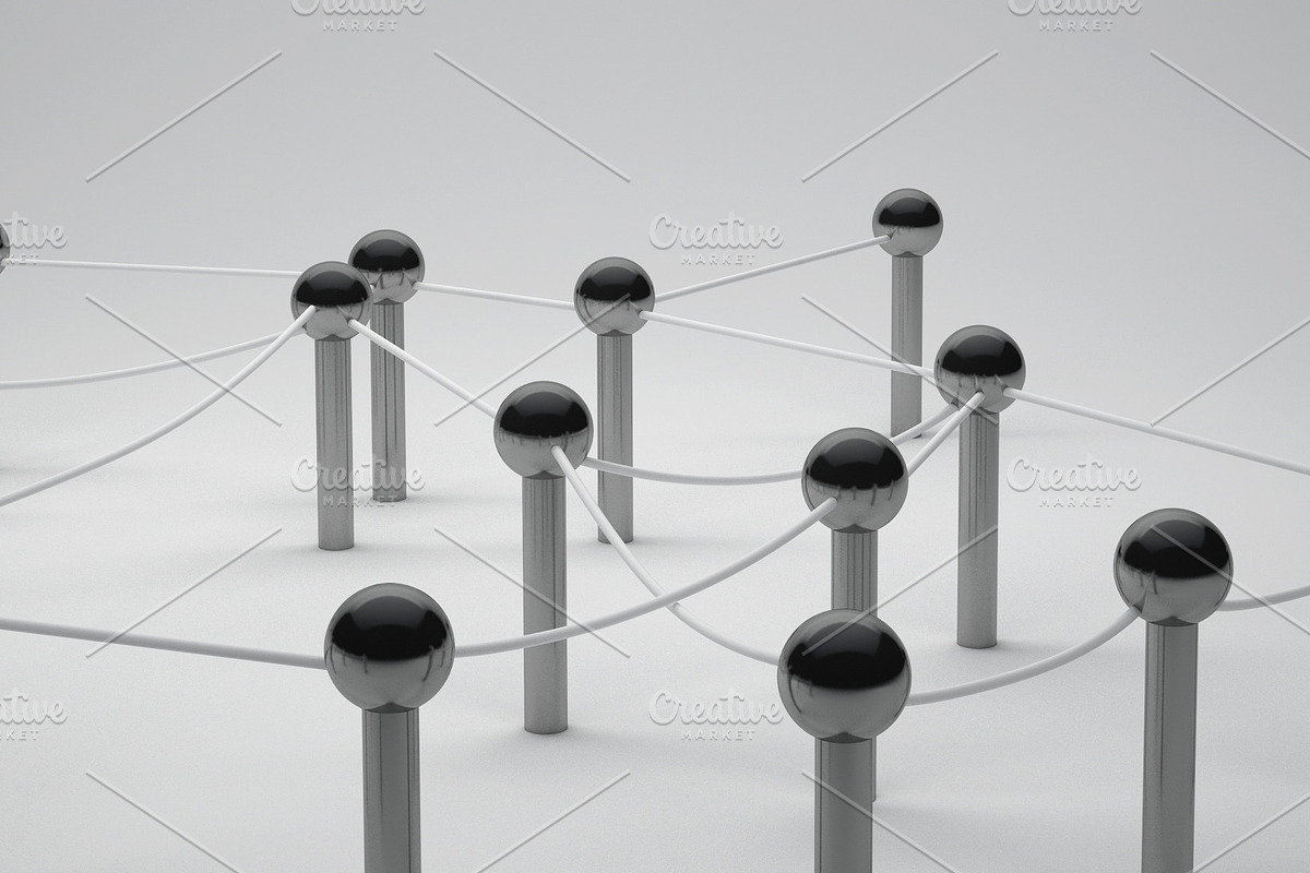 Connection Pin network on social media, 3d rendering communication, a ...