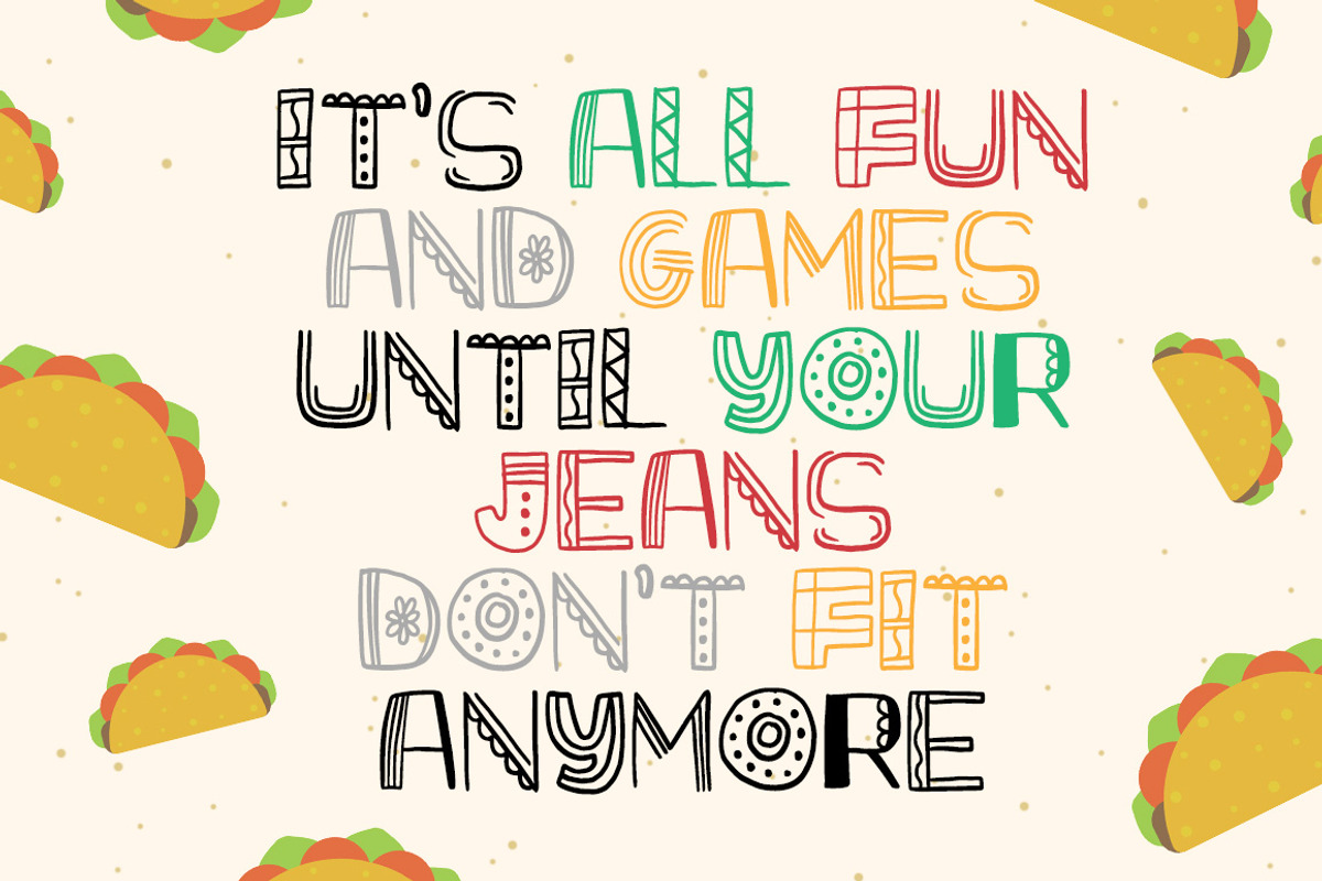 Mexican Taco Box Font, a Font by Quirky Queen Media