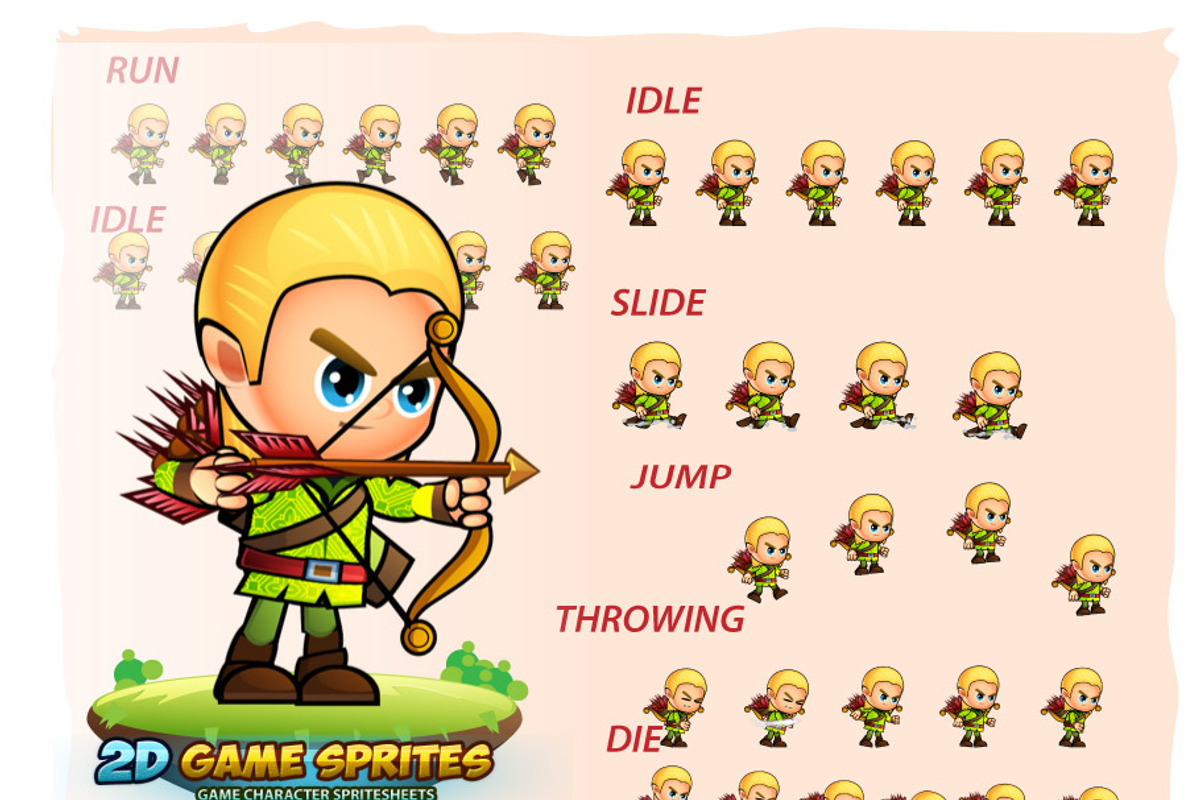 Elf 2D Game Character Sprites, an Illustration by DionArtworks ...