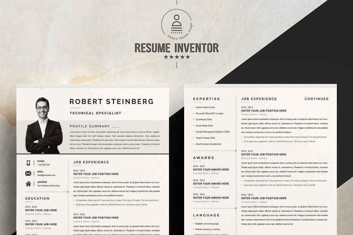 2 Page Professional Simple Resume | Creative Market