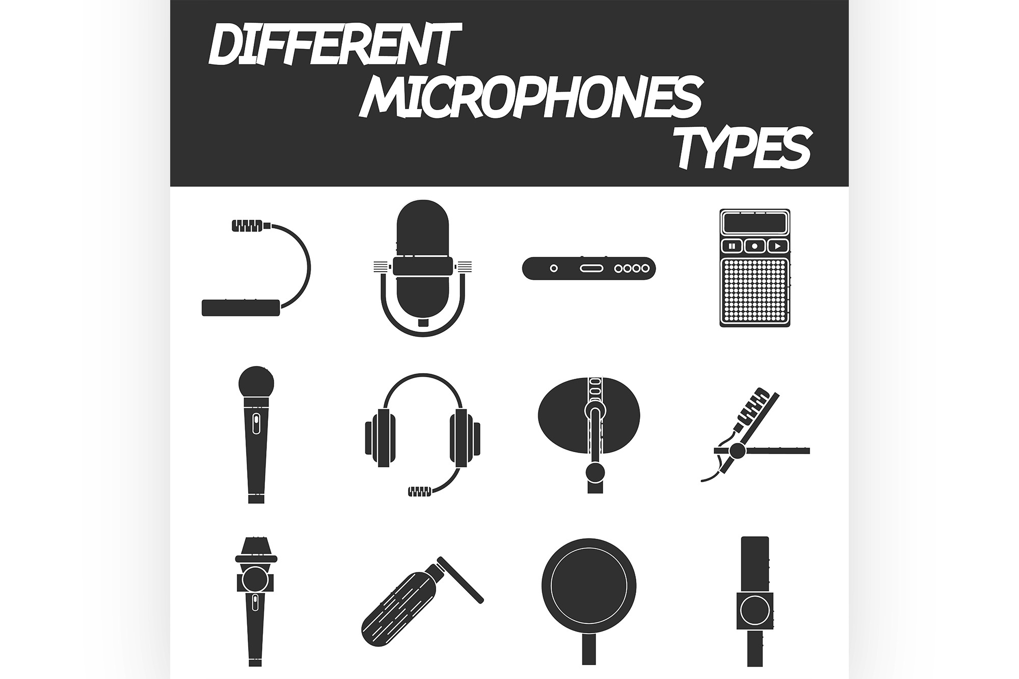 Different microphones types, an Object Illustration by Netkoff