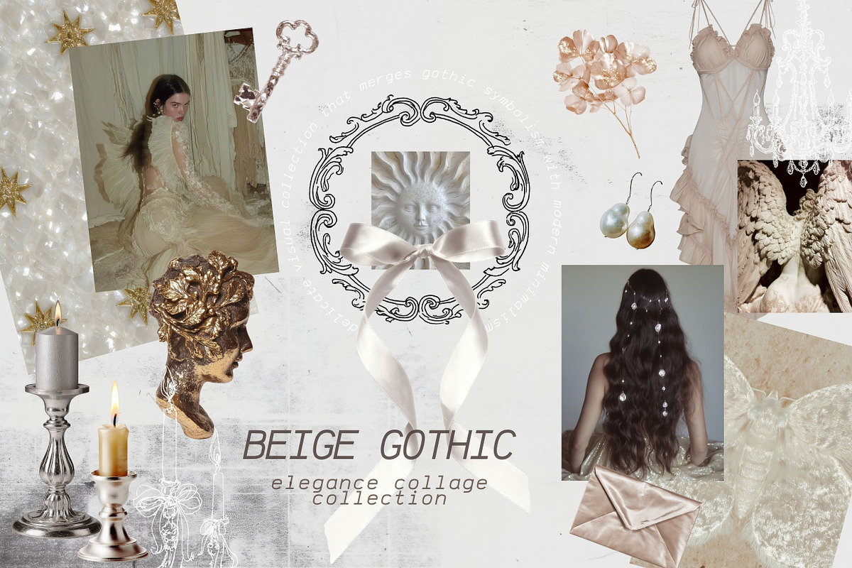 Beige Gothic - Elegance Collage Kit, an Object Graphic by Natali Batu