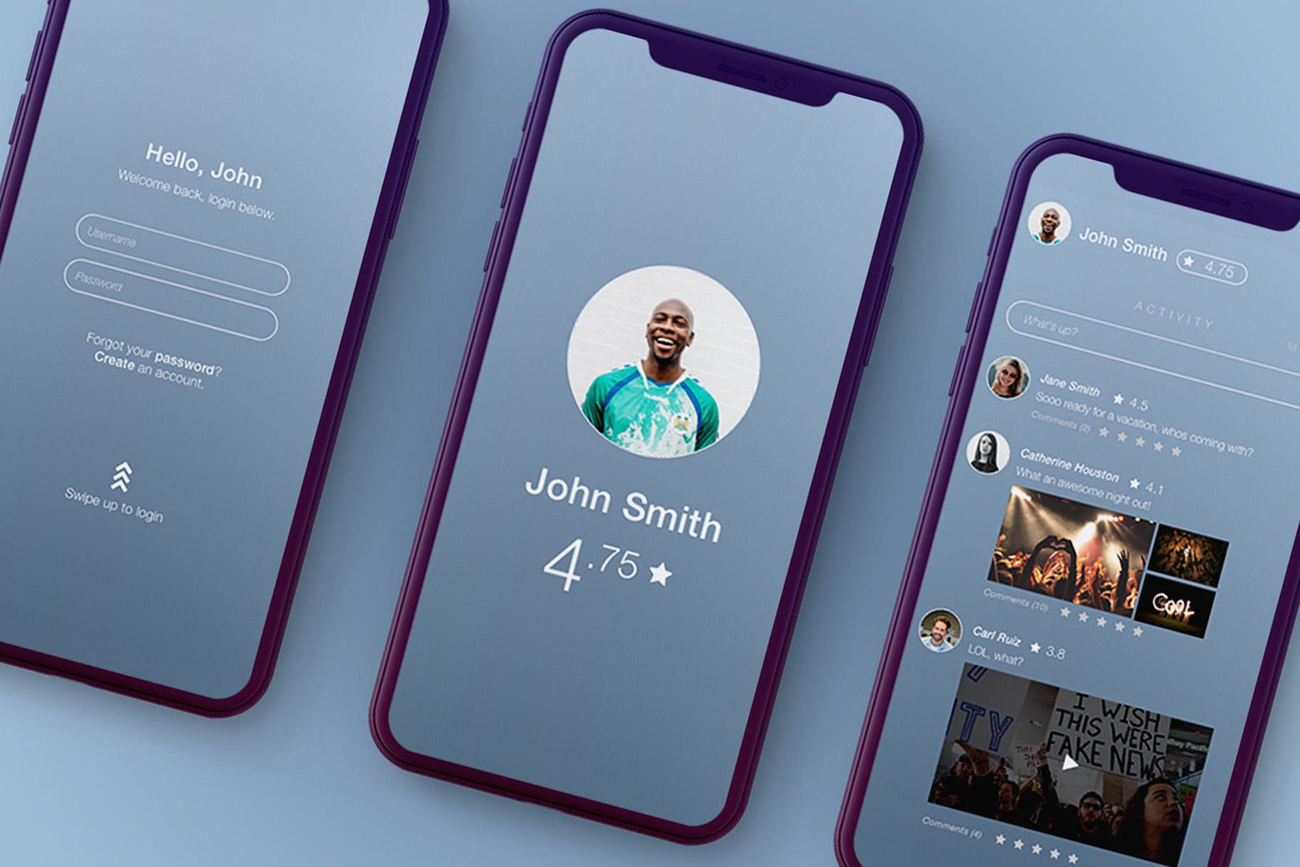 Nosedive Social Media Style Screens, an App Template by Eleven12