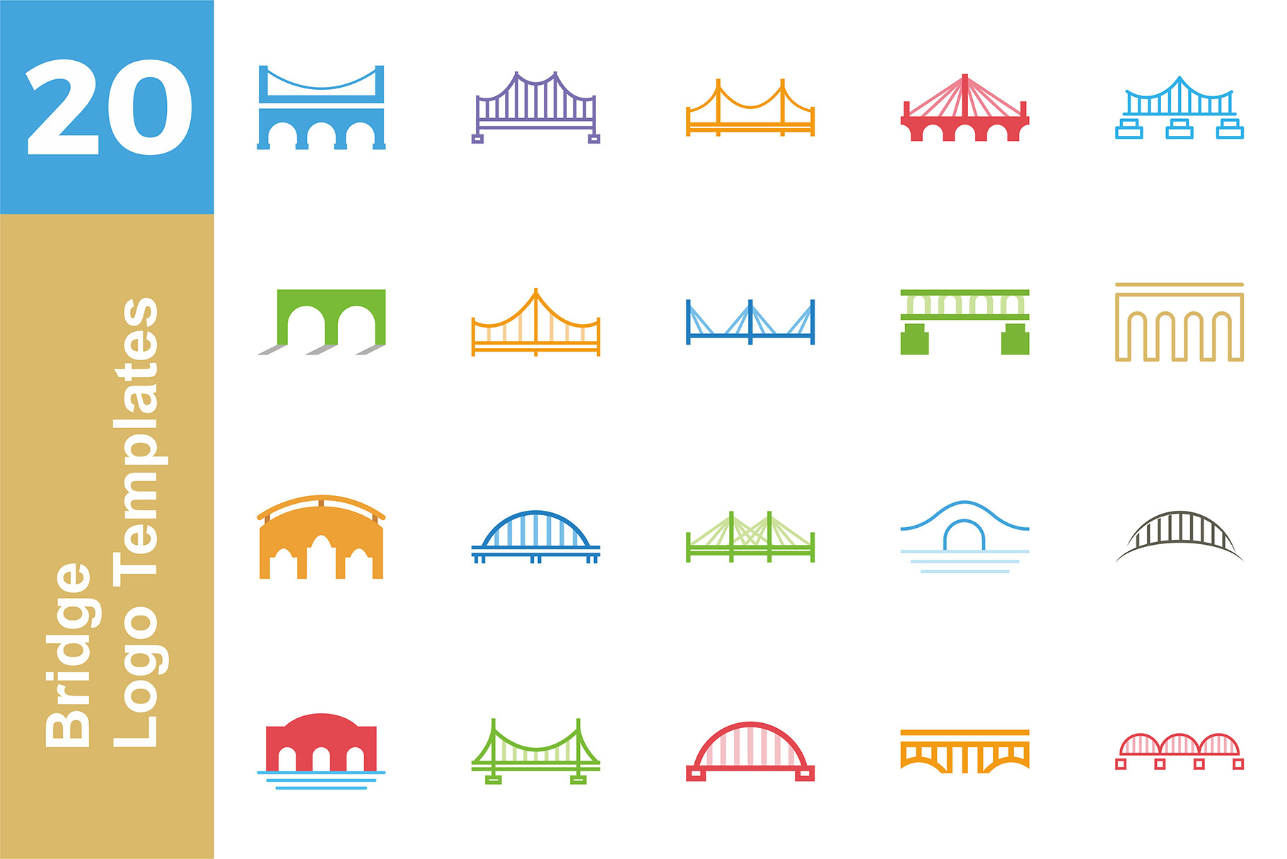 20 Logo Bridge Templates Bundle, a Branding & Logo Template by Friendesigns