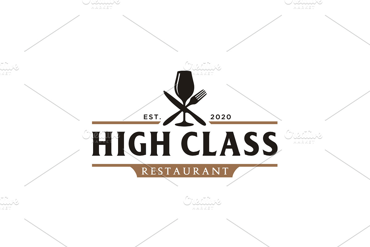 Wine Glass Cutlery Restaurant Logo, a Branding & Logo Template by Enola99d