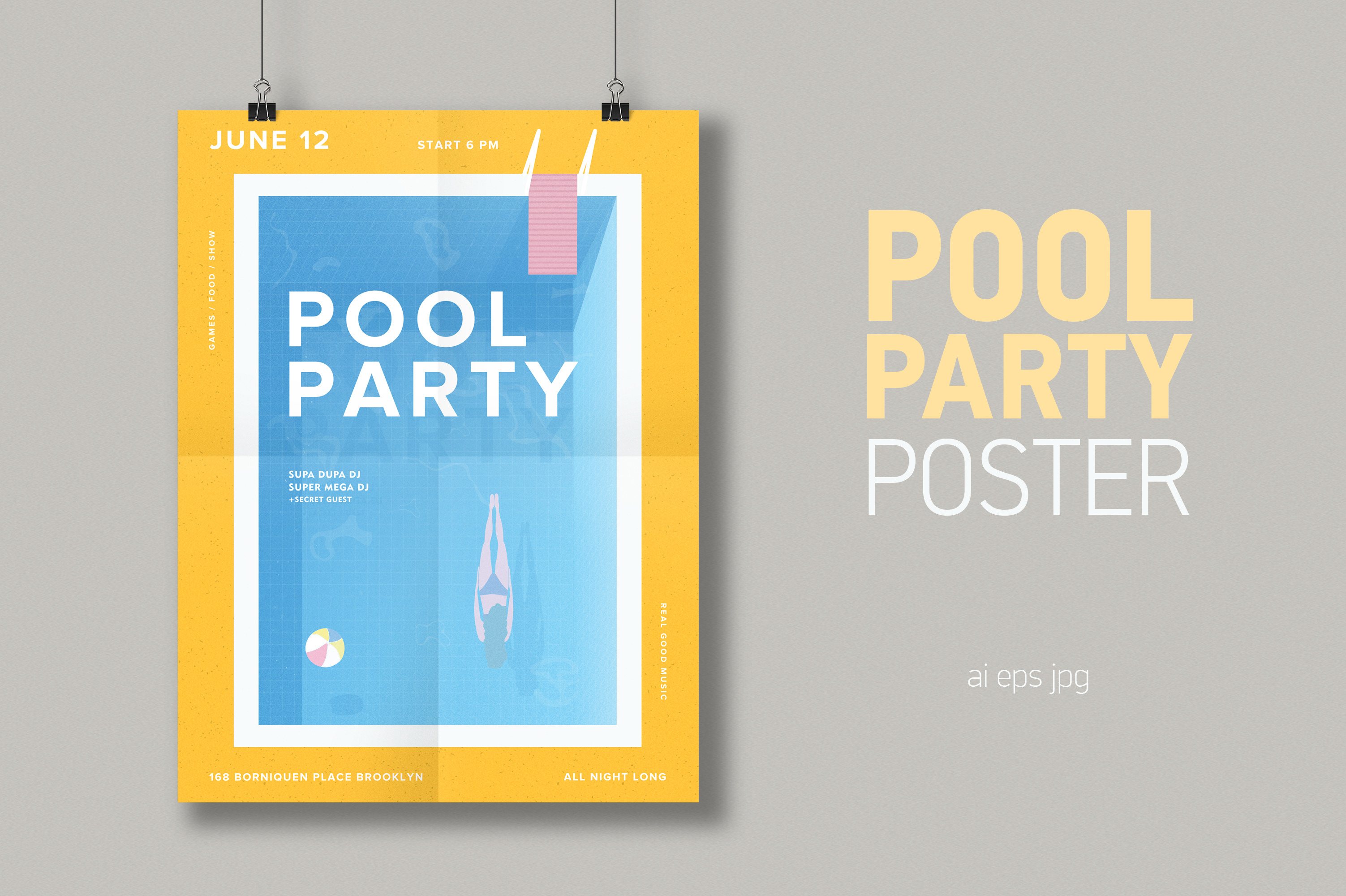 Pool party vertical poster | Decorative Illustrations ~ Creative Market