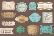 12 Vintage wedding frames, a Decorative Illustration by Anna Studio