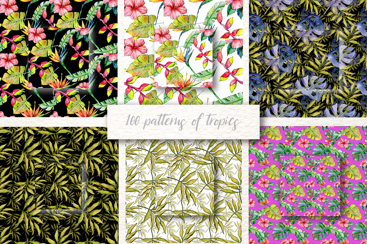 100 patterns of tropics JPG set, a Texture Illustration by ...