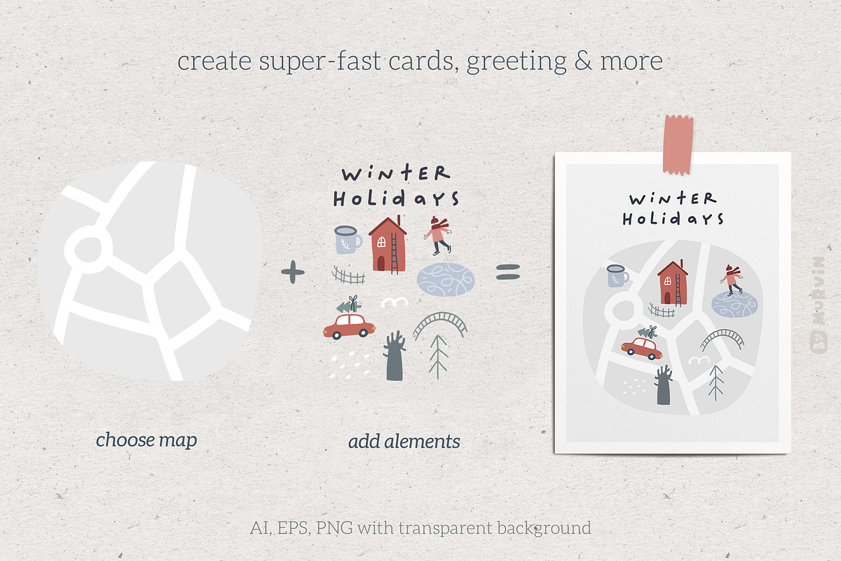 Christmas. Maps and cards creator