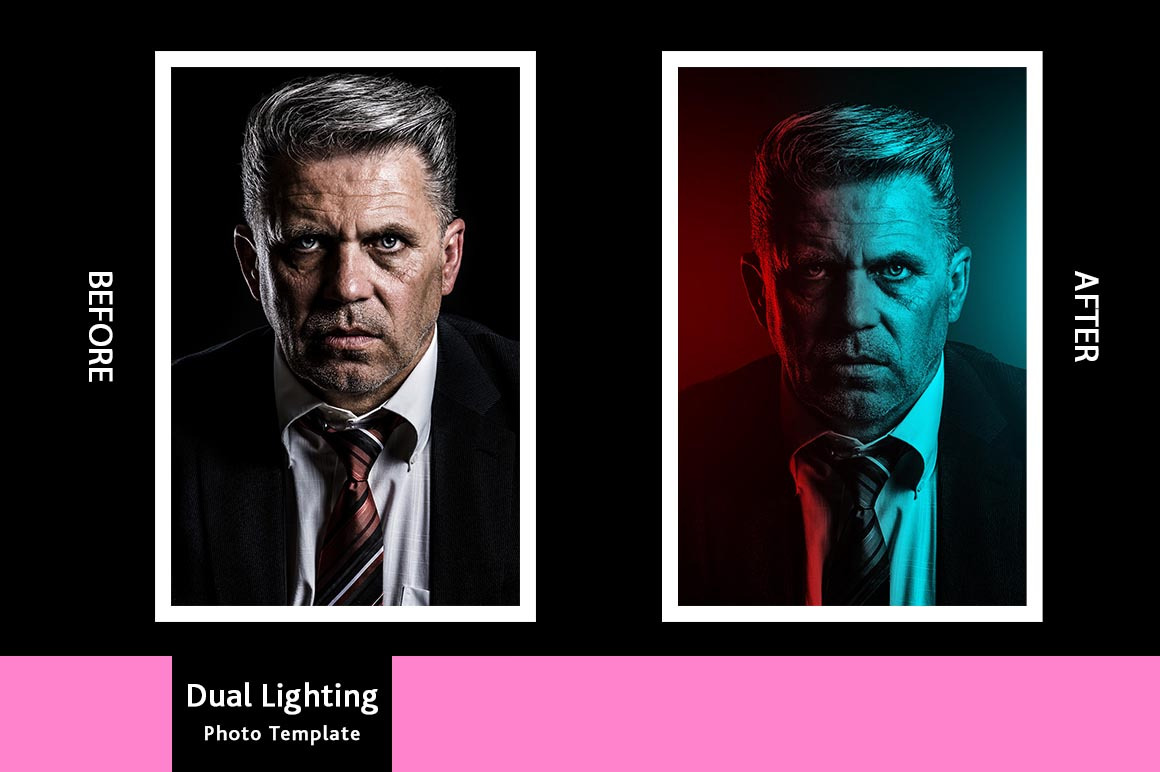 Dual Lighting Photo Template, an Action Add-On by Aura Designs