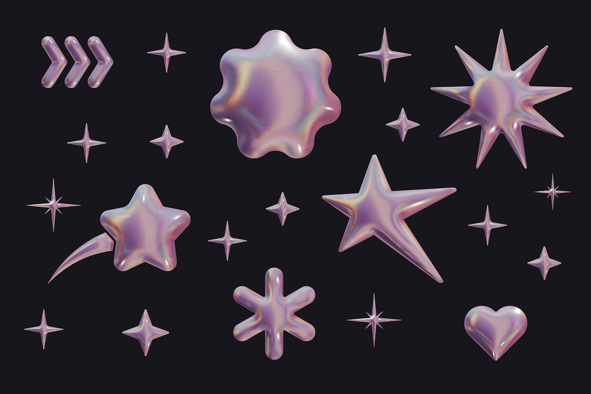 Y2k 3D Shapes Collection, an Object Graphic by AnnArt