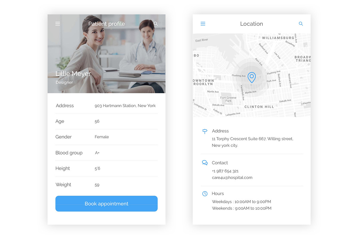 Hospital: Health & Medical Figma App, an UI Kit Template by themelove