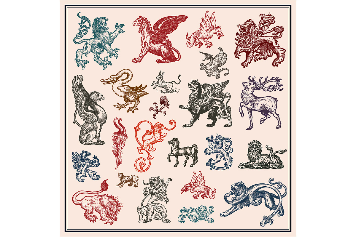 Heraldic Beasts · Vector Bundle, an Object Graphic by Vector Clash